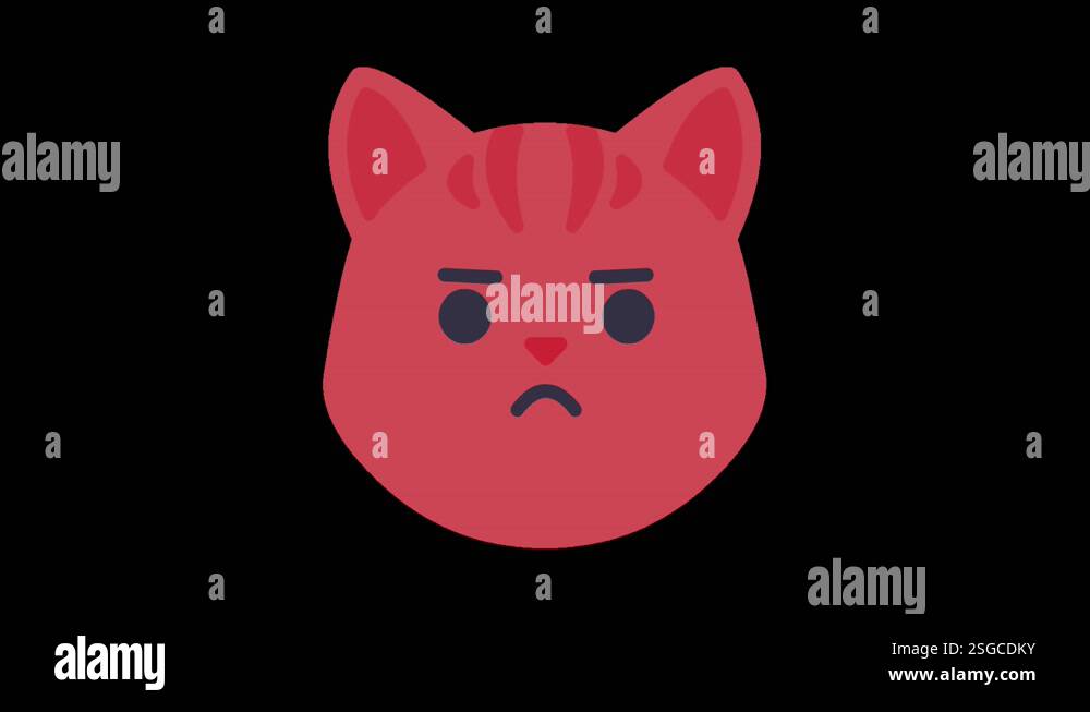 Animated Cat Angry Face Emoji Angry Emoticon Black Screen 4K.mp4 Stock ...
