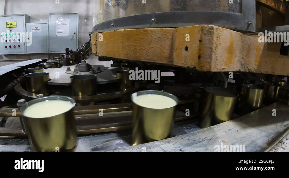 Condensed milk production plant, automated line Stock Video Footage - Alamy