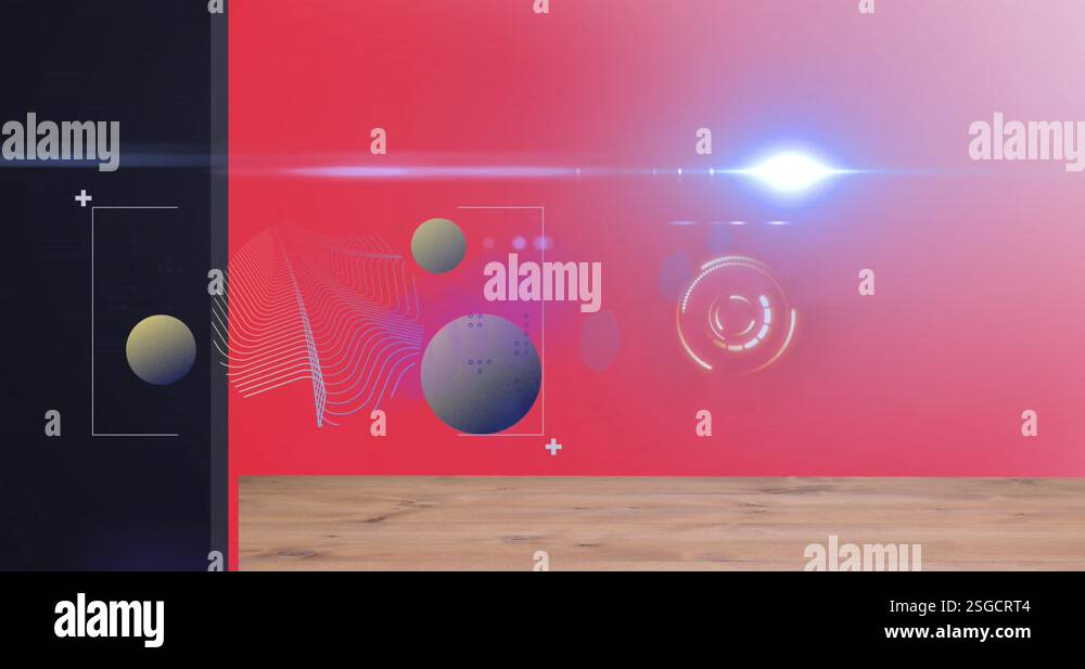 Animation of radar and globes and wave pattern in viewfinder and moving ...