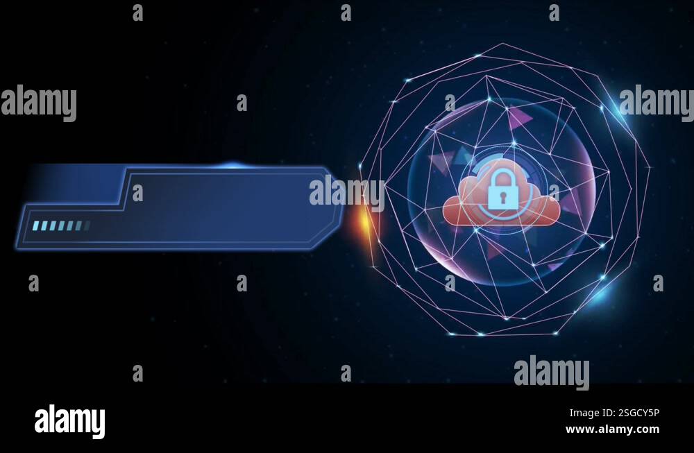 Animation circle HUD digital frame with light circle and space bar ...