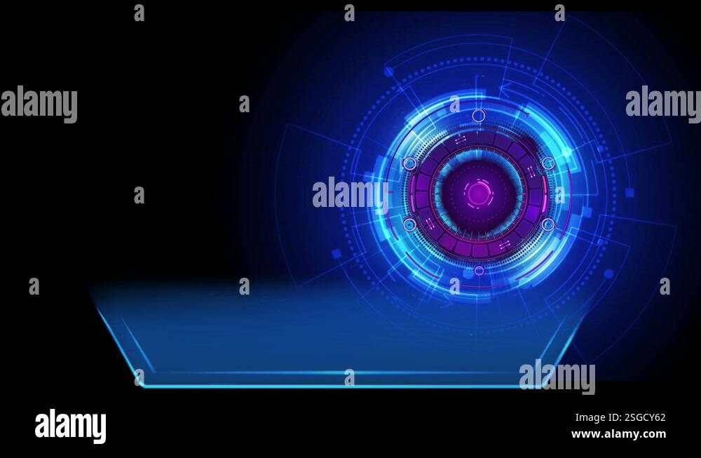 Animation circle HUD digital frame with light circle and space bar ...