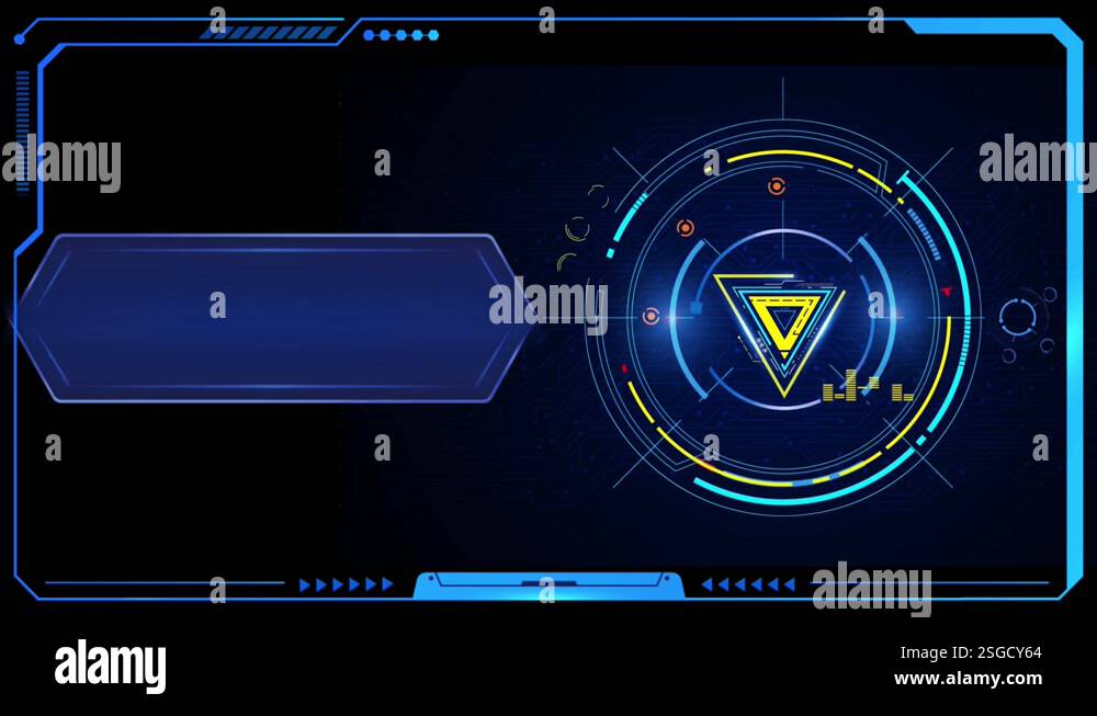 Animation circle HUD digital frame with light circle and space bar ...