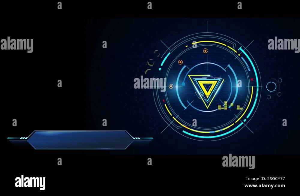 Animation circle HUD digital frame with light circle and space bar ...
