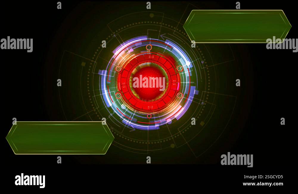 Animation circle HUD digital frame with red light circle and space bar ...