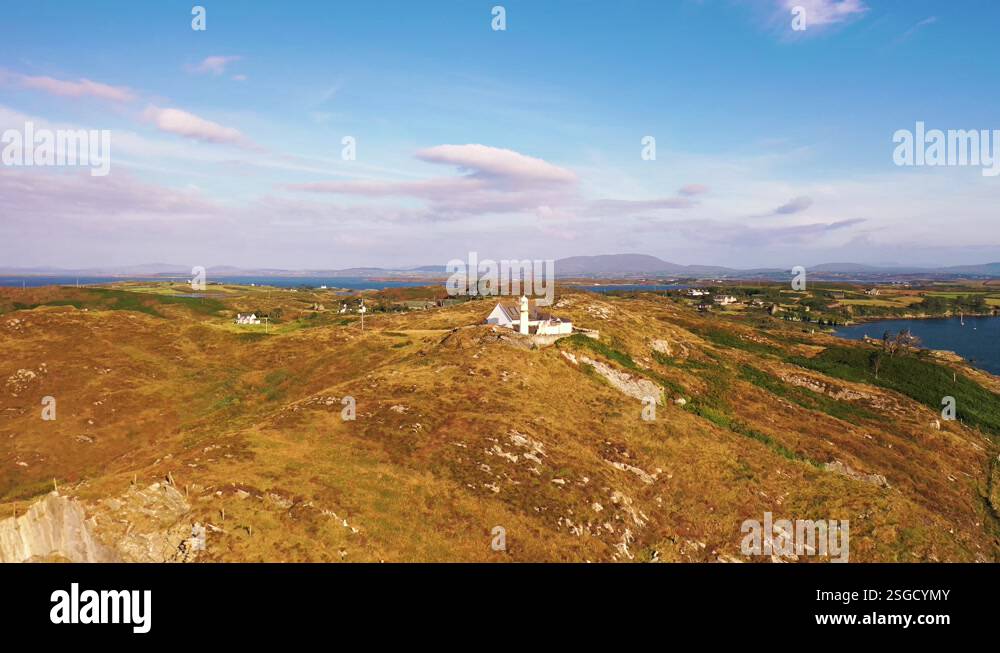 The Light House of Sherkin Island on a sunny summer day Stock Video ...