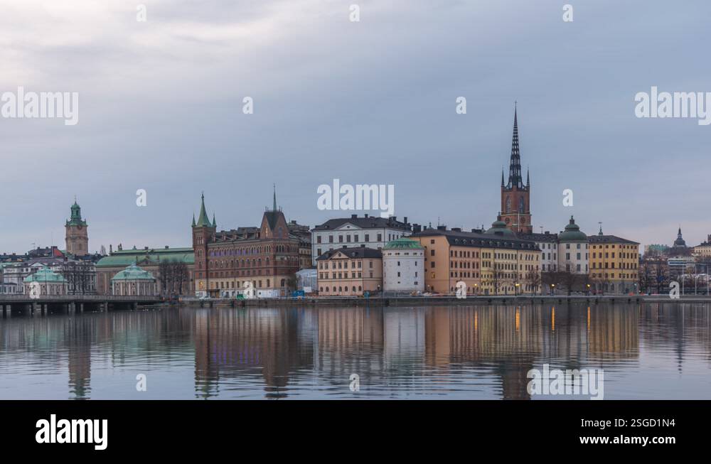 Stockholm Sweden time lapse 4K, city skyline timelapse at Gamla Stan ...