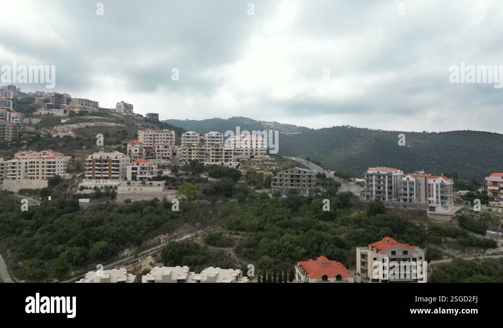 Lebanese style buildings on the mountain slope Stock Video Footage - Alamy
