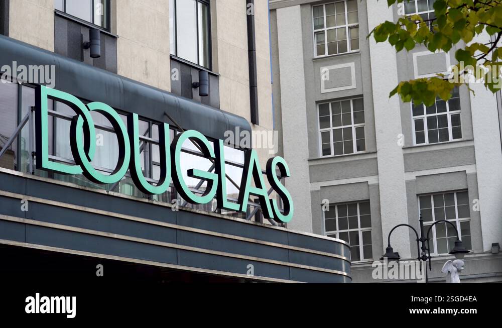 Douglas front entrance logo in Vilnius Stock Video Footage - Alamy