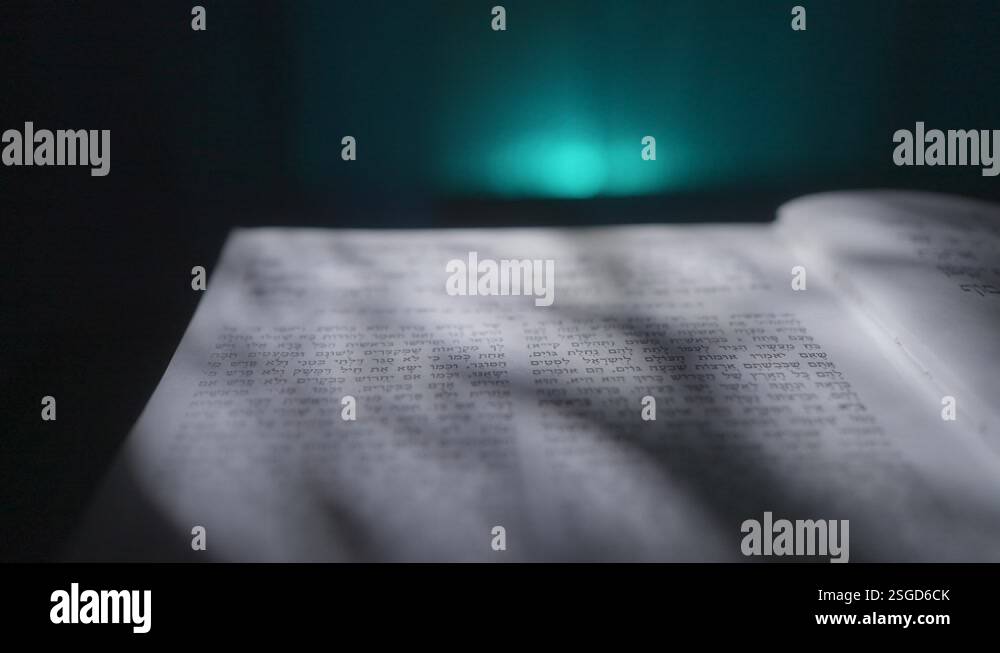 Old Testament Hebrew Bible Open To The Book Of Genesis (In The ...
