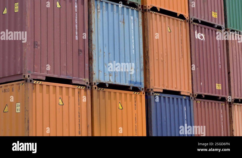 Smooth shoot of industrial Cargo containers Stock Video Footage - Alamy