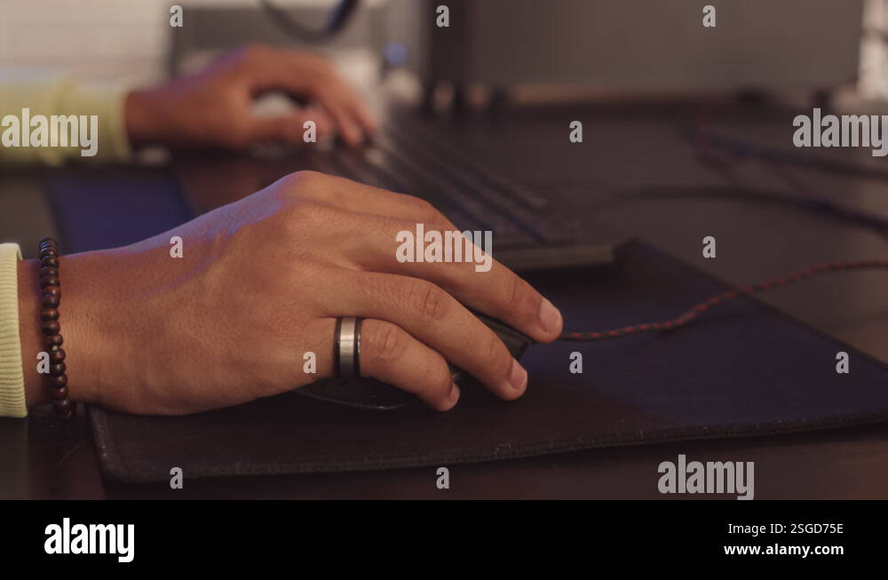 Hands of PC Gamer Using Keyboard and Mouse Stock Video Footage - Alamy