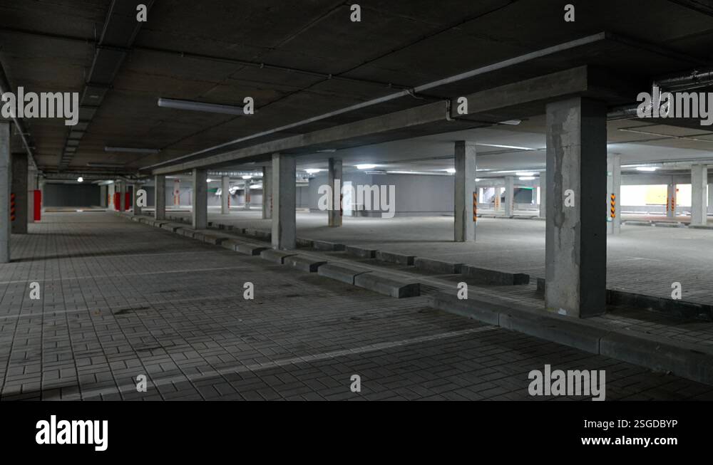 Static background of underground parking, the parking of an office ...