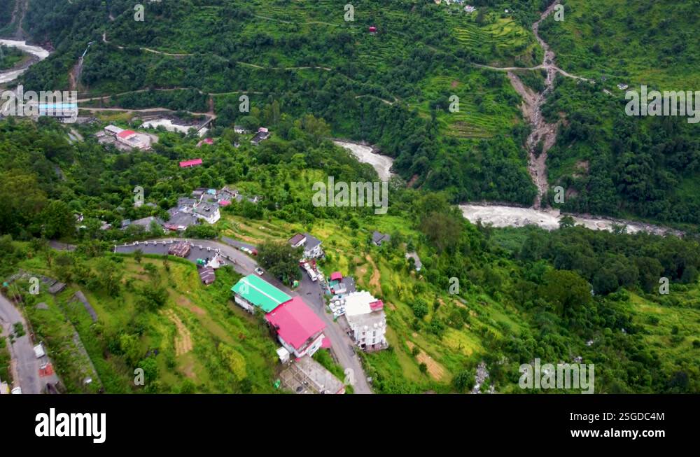 Towns located on the edge of Himalaya mountain range in India fully ...