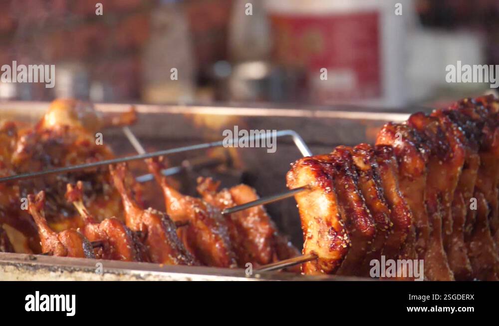 Roast chicken with seductive colors, slow motion, 4K videos. grilled ...