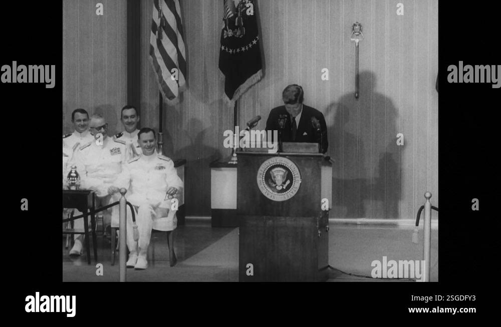 1960s: President John F. Kennedy gives speech at military academy ...