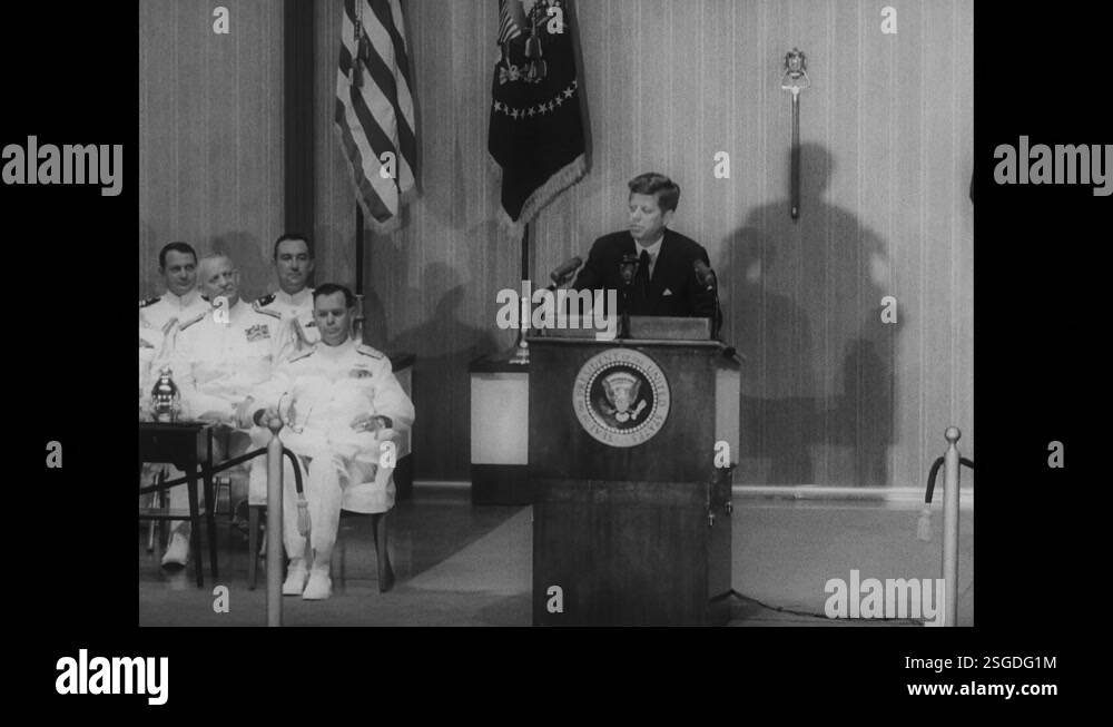 1960s: President John F. Kennedy gives speech at military academy ...