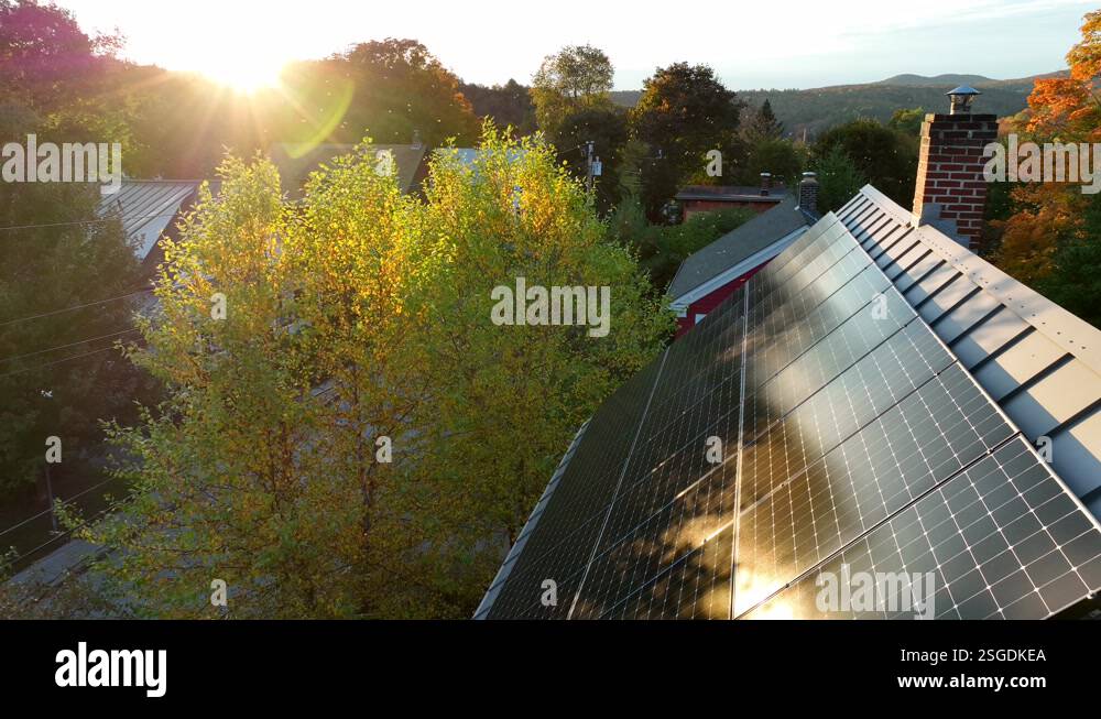 Rooftop solar panel array. Green clean renewable energy theme. Beautiful Stock Video Footage - Alamy