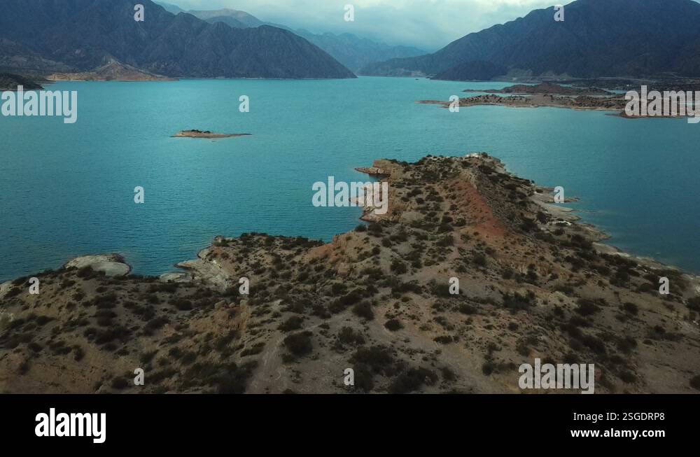 Embalse of Potrerillos, big blue lake in Mendoza - Argentina Stock ...
