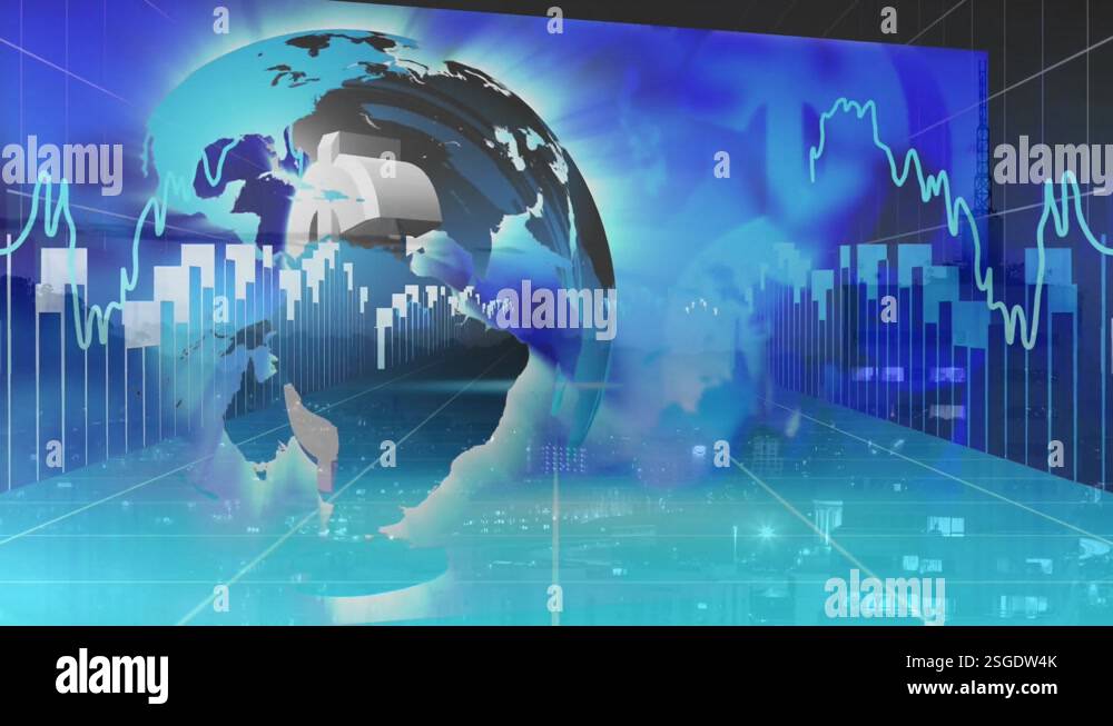 Animation of rotating globe with dollar sign and multiple moving graphs with Stock Video Footage ...