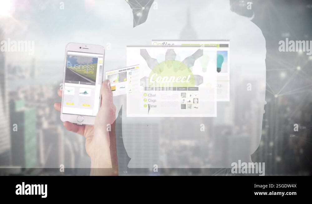 Animation of cropped hand scrolling through application and floating ...