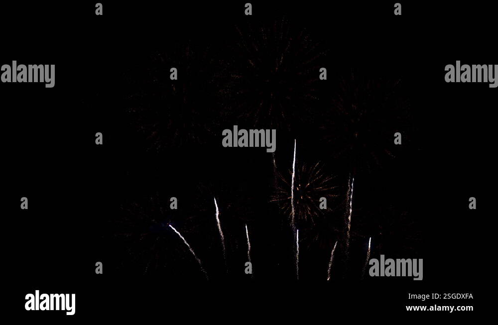 Exploding Pyrotechnic in Dark Sky, Fireworks Overlay, Full Frame Stock ...