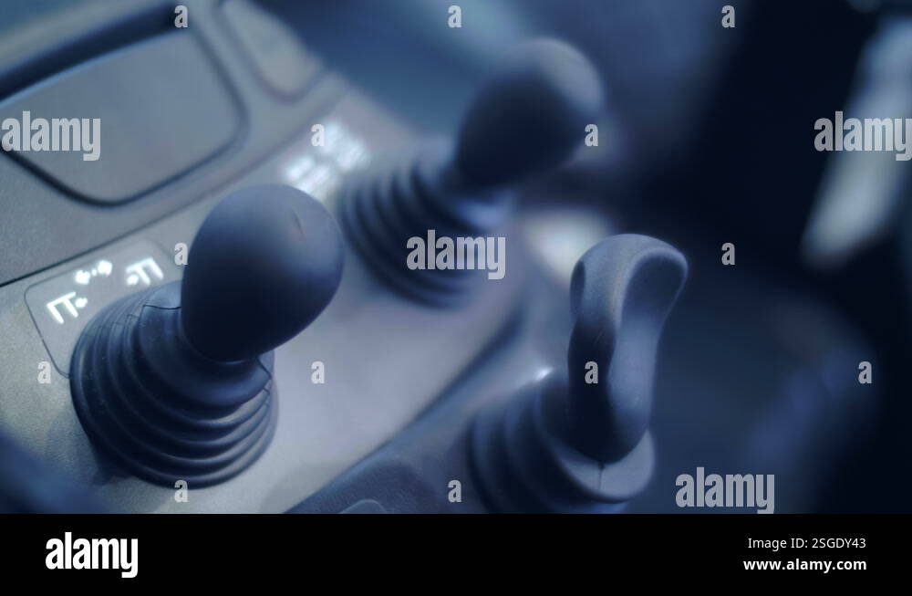Buttons and control levers of the new modern forklift. Closeup Stock ...