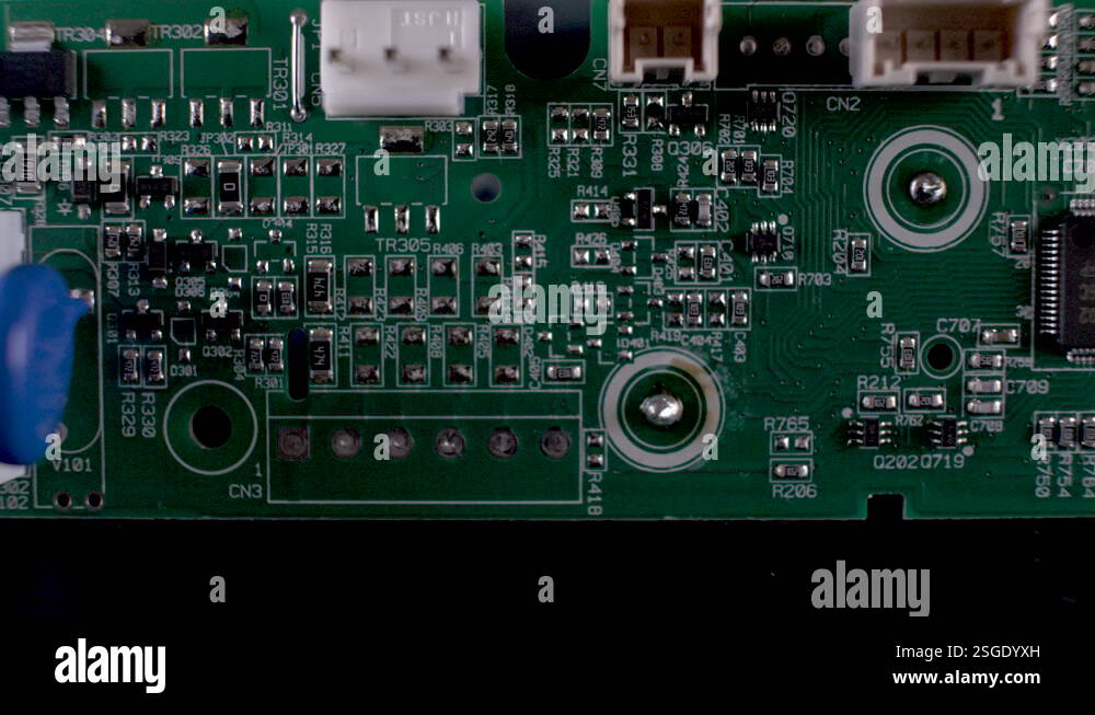 Macro Overhead View Of complex printed Circuit board, an important ...