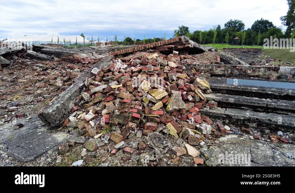Destroyed Building And Piles Of Fallen Rubbles In Auschwitz-Birkenau ...