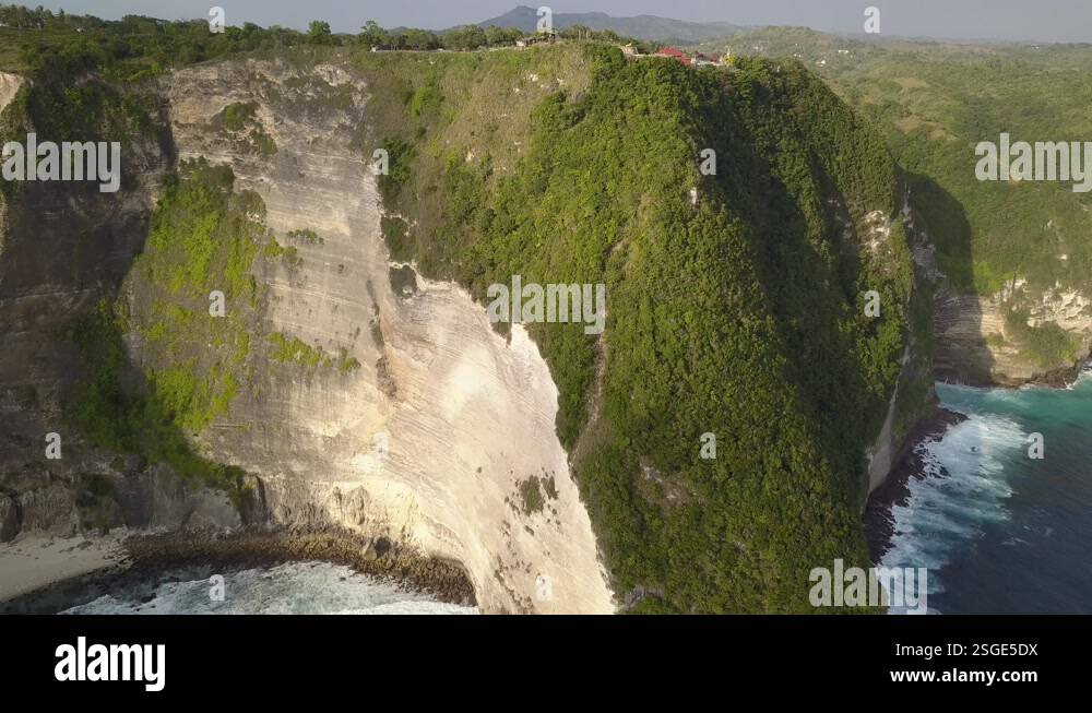 Nusa Penida Island, Kelingking Beach. Top view aerial view of a sandy clean Stock Video Footage ...