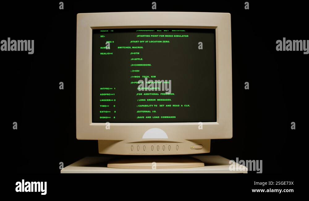 Retro pc with loading code console, programmer making scripts, green basic Stock Video Footage ...