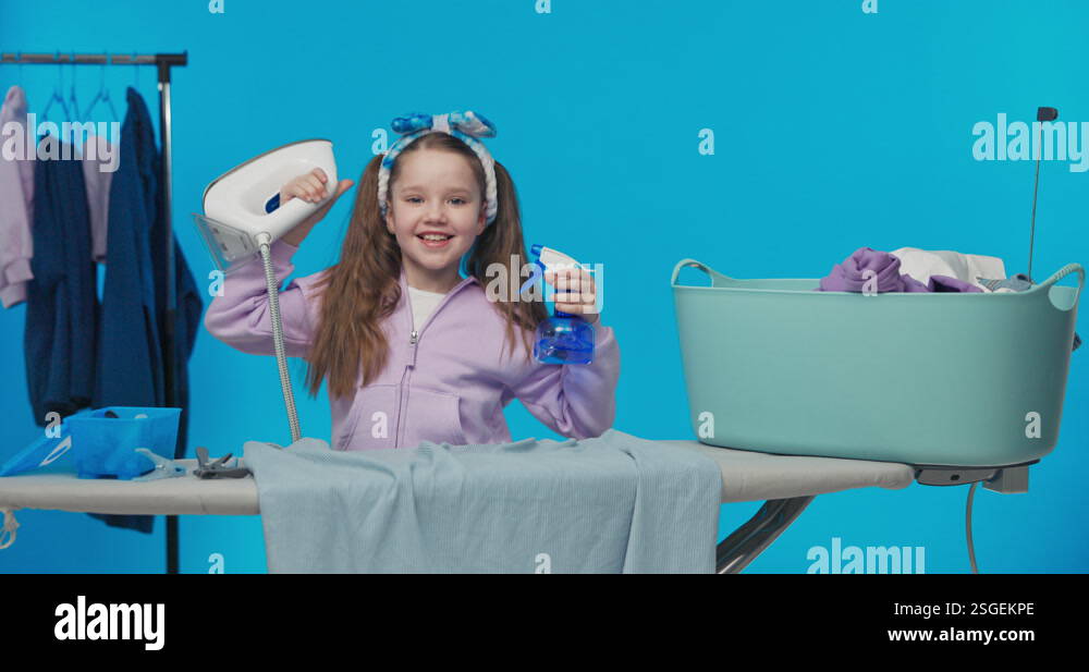 Little cleaning lady is capable hardworking girl who helps with ...