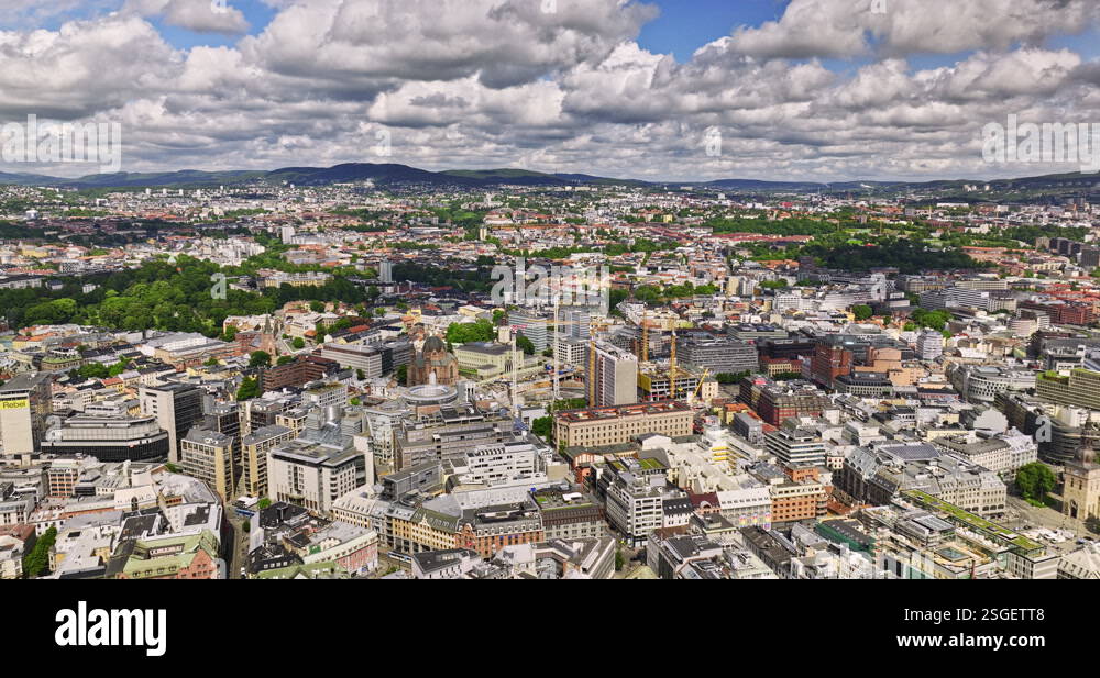 Oslo Norway v2 cinematic panning view capturing densely populated ...