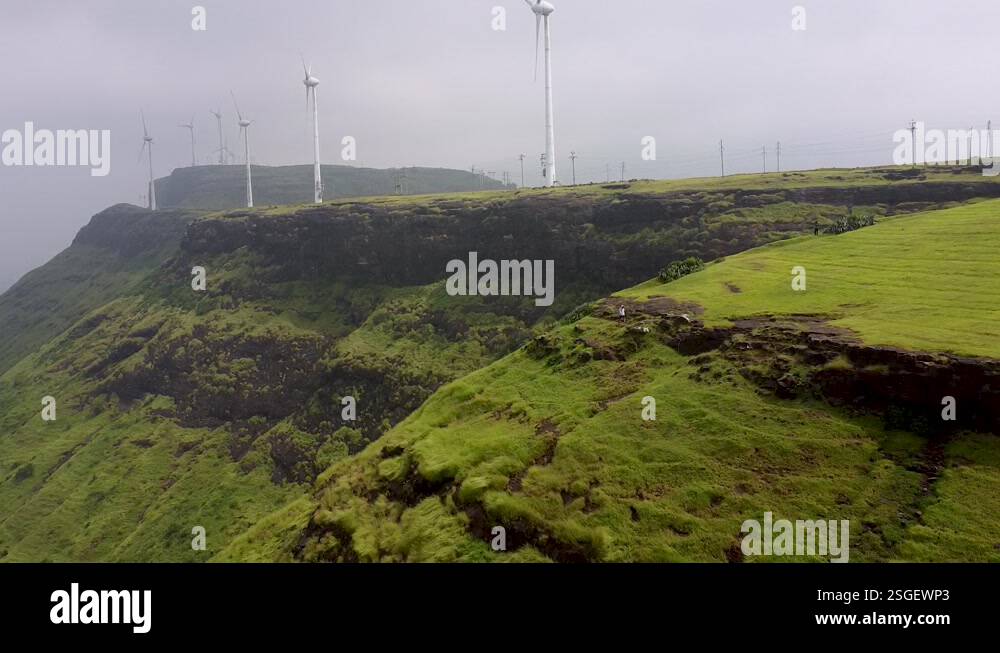 Wind Turbines On Greenery Cliffs Near Old Sinnar, Mohadari Ghat, Nashik ...