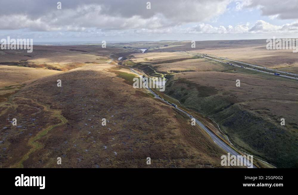 M62 Summit, Highest motorway in England, Yorkshire. Drone footage ...