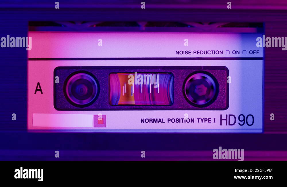 Retro radio tape recorder, audio cassette close-up. Listening to music ...