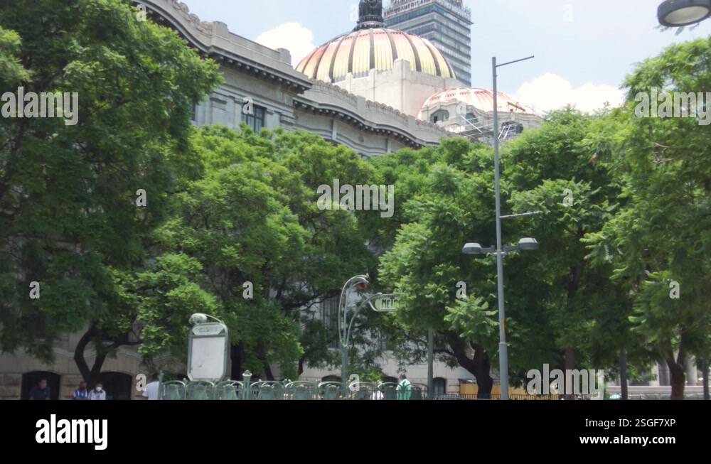 Entrance tu the fine arts palace subway station with the palace dome ...