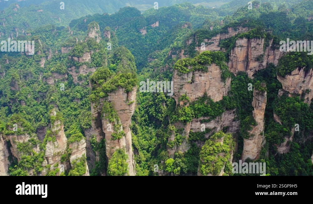 Unique quartzite pillars and peaks in zhangjiajie national forest park ...
