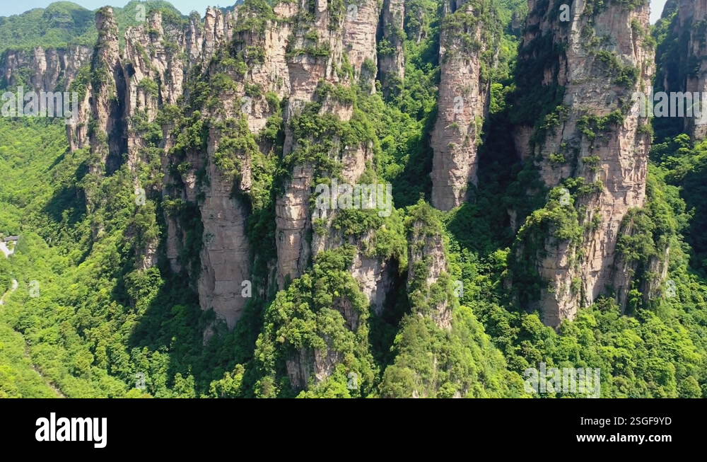 Unique quartzite pillars and peaks in zhangjiajie national forest park ...