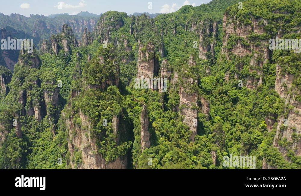 Unique quartzite pillars and peaks in zhangjiajie national forest park ...