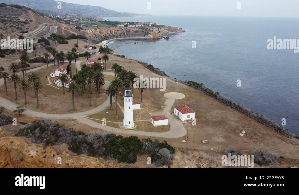 Point Vicente Lighthouse by Drone 4k. Rancho Palos Verdes, California ...