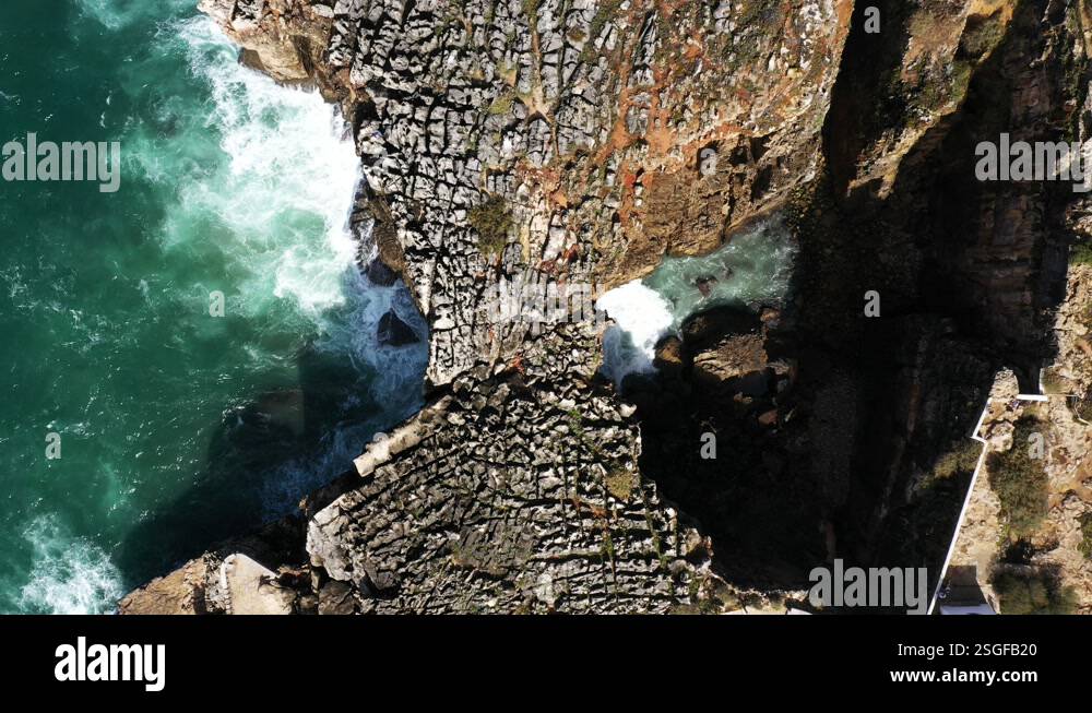 Static Top Down Aerial of Boca Do Inferno, Hell's Mouth Sea Cliffs Stock Video Footage - Alamy
