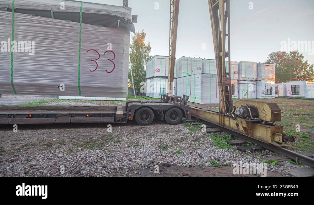 Timelapse of construction work and cargo lorry loading imported ...