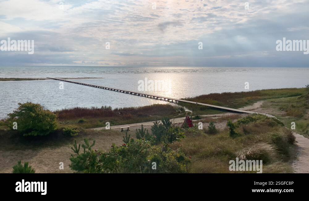 Panorama Of Kattegat Strait With Wooden Boardwalk. - wide Stock Video ...