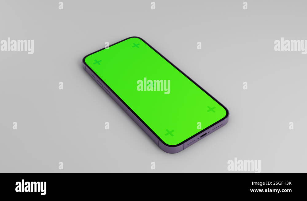 Realistic 3D CG new phone mockup with green screen tracking display key ...