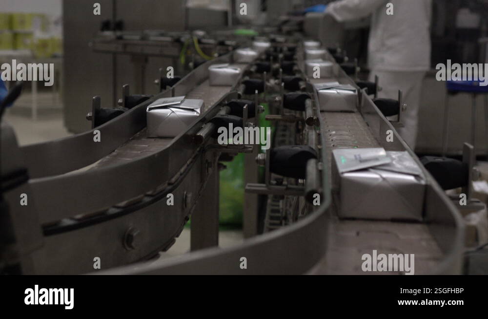 Factory for the production of butter. Automated line. Food production ...