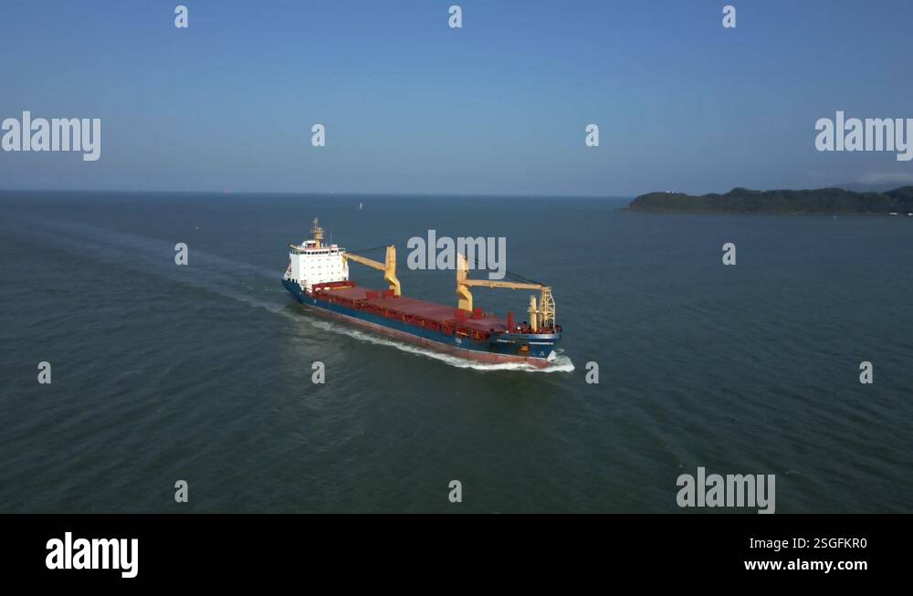 Bulk Carrier Ship Sailing And Docking Near Santa Catarina, Southern ...