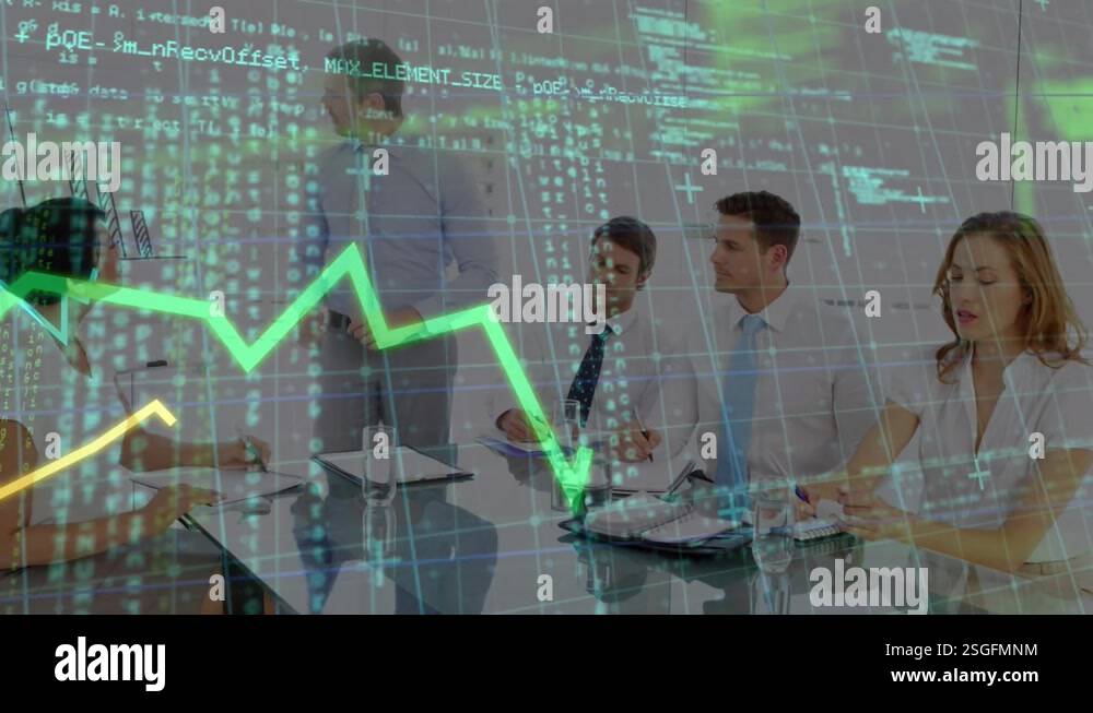 Animation of graphs, programming language, data, diverse coworkers discussing Stock Video ...