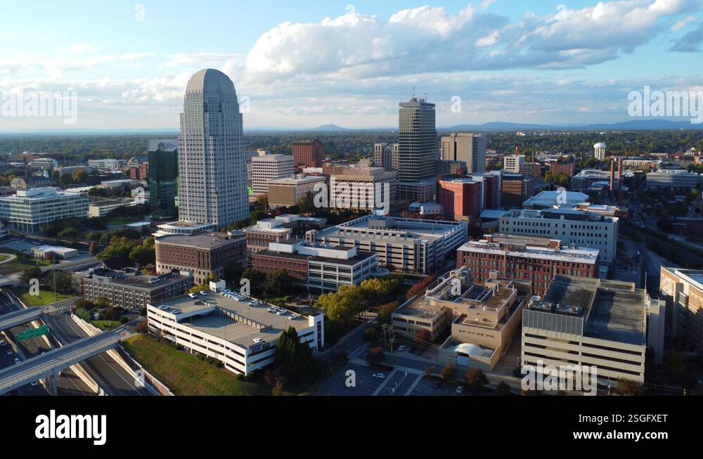 High Aerial of Downtown Winston-Salem Stock Video Footage - Alamy