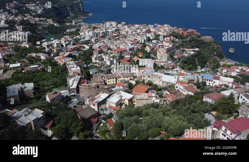 An ultra wide view of the city of Vico Equense, Sorrento in Italy by ...