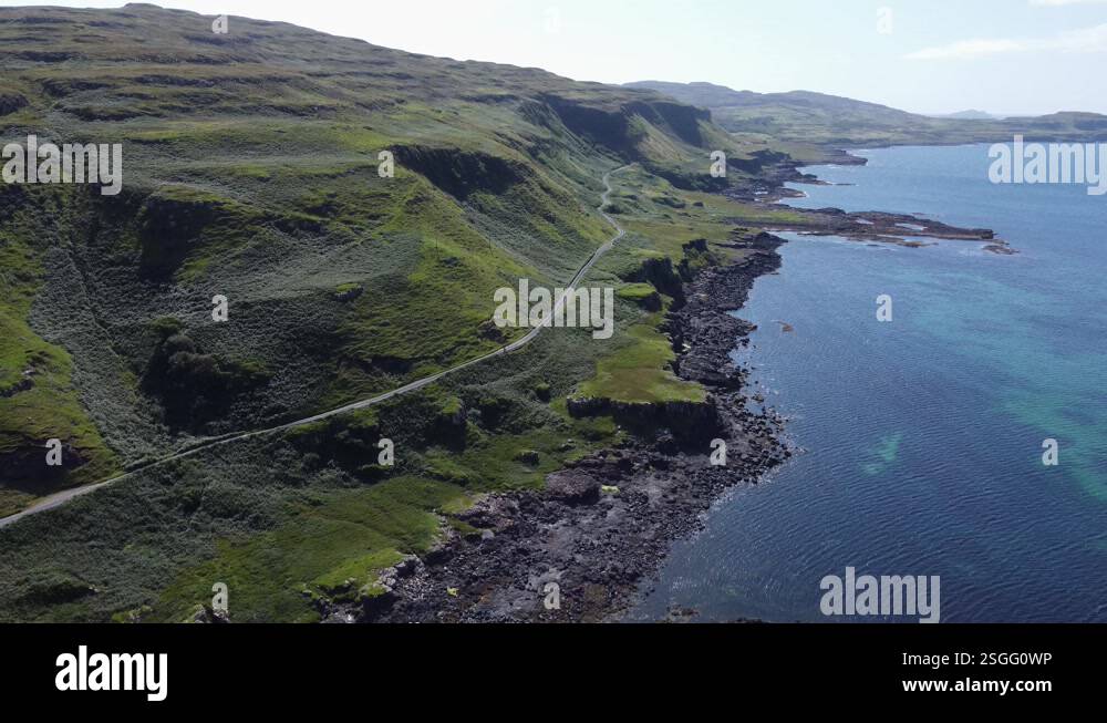 Scenic Road Along Mountain Lanscape Near Calgary Bay Beach on Isle of ...